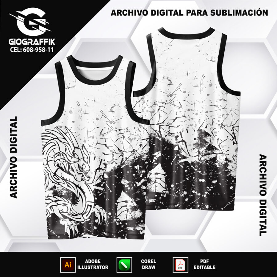DRAGON BLACK GRUNGE LINEAS BLANCO - Giograffik